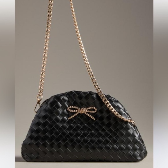 Maeve | Bags | Maeve Frankie Mini Bow Elegant Black Woven Cutch | Poshmark
